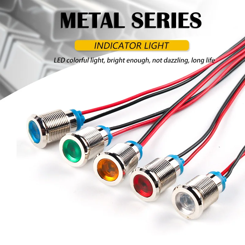6/8/12/16/19/22mm Metal LED Waterproof Indicator Light Signal Lamp With ...