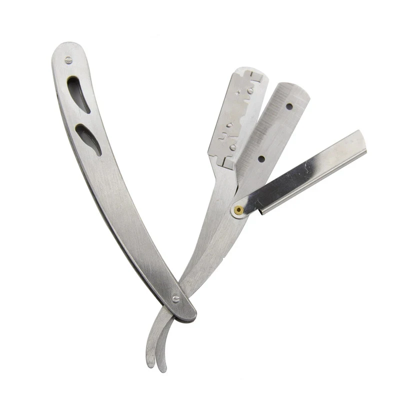 Stainless Steel Professional Barber Straight Edge Razor with 10 Count ...