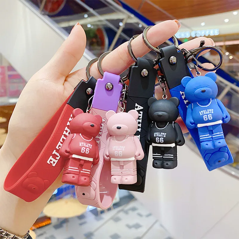 Cartoon Sport Bear Keychain For Female Cute Creative Athlete Bear ...