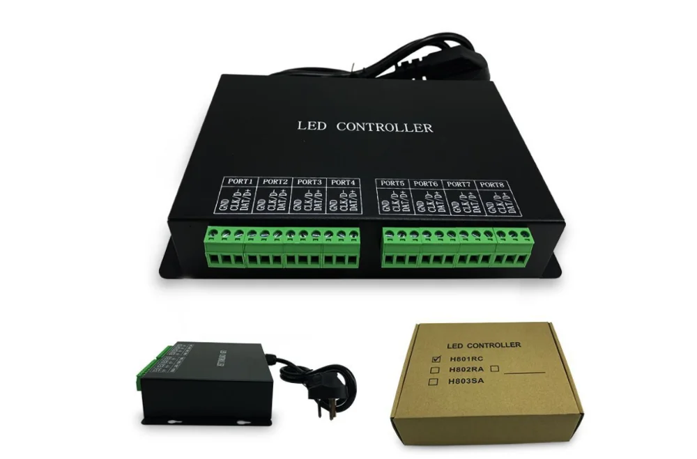 프로그래밍 가능한 LED 픽셀 컨트롤러, H801RC, 8 포트, WS2812B 슬레이브, 컴퓨터 네트워크 또는 마스터 ...
