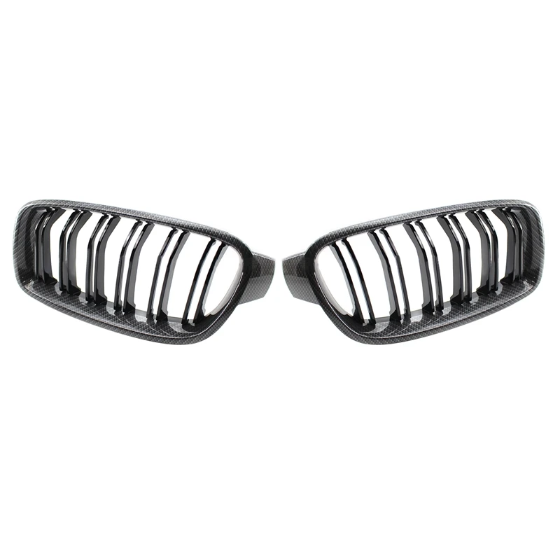 Car Carbon Fiber Double Line Front Hood Kidney Grill For -bmw 3 Series ...