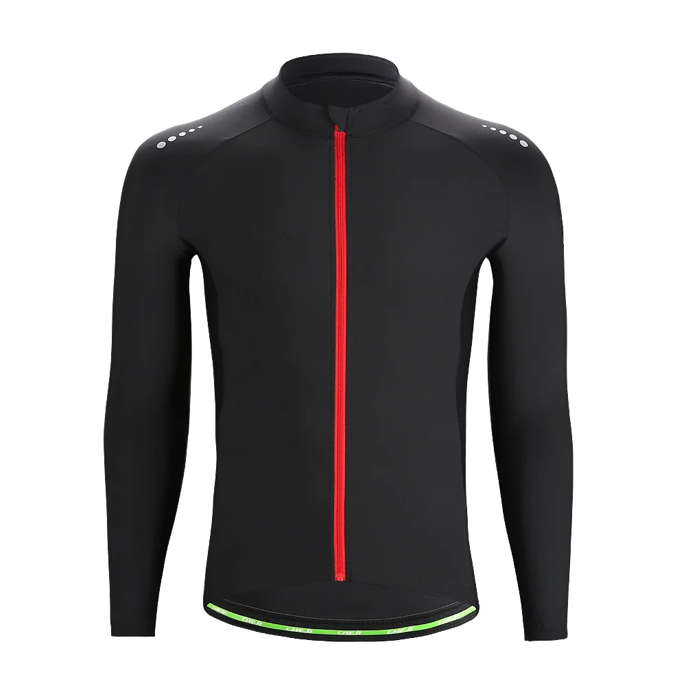 CHEJI-2019-Long-Sleeves-Men-s-Cycling-Jersey-Pure-Black-High-Elastic ...