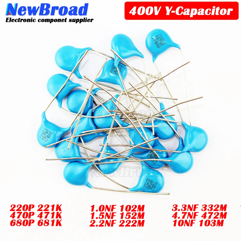 100PCS 400V In line de Porcelana De Alta Tensão Capacitor Y 221K 471K ...