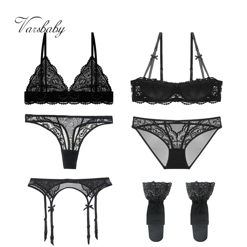 Varsbaby Women French Style Underwear Sexy lace Half Cup Bra Set 2 bras ...