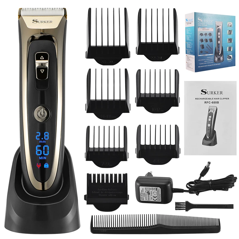 Professional Barber Electric Hair Trimmer LED display Men Clipper ...