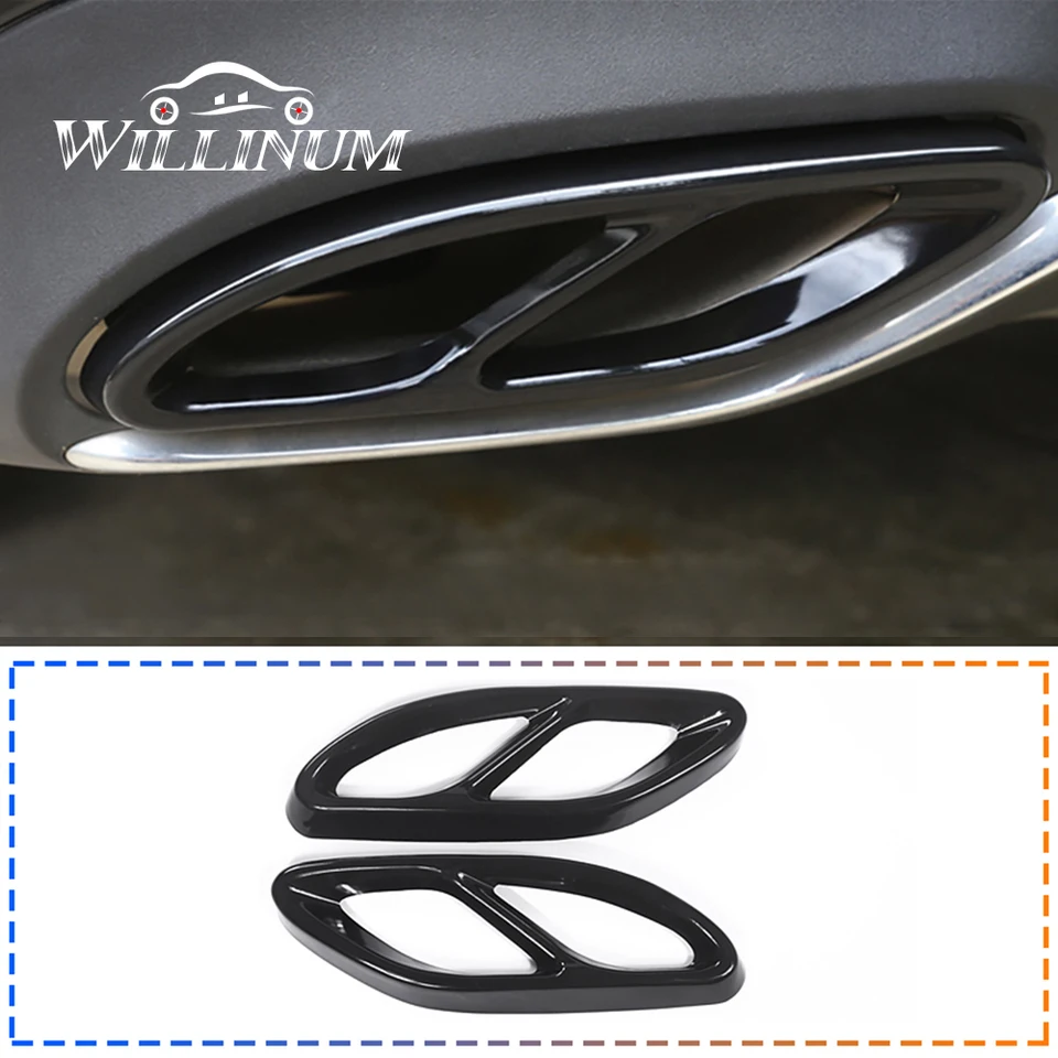 Mercedes Key Cover 2x Stainless Steel Exhaust Pipe Trims For Mercedes C ...