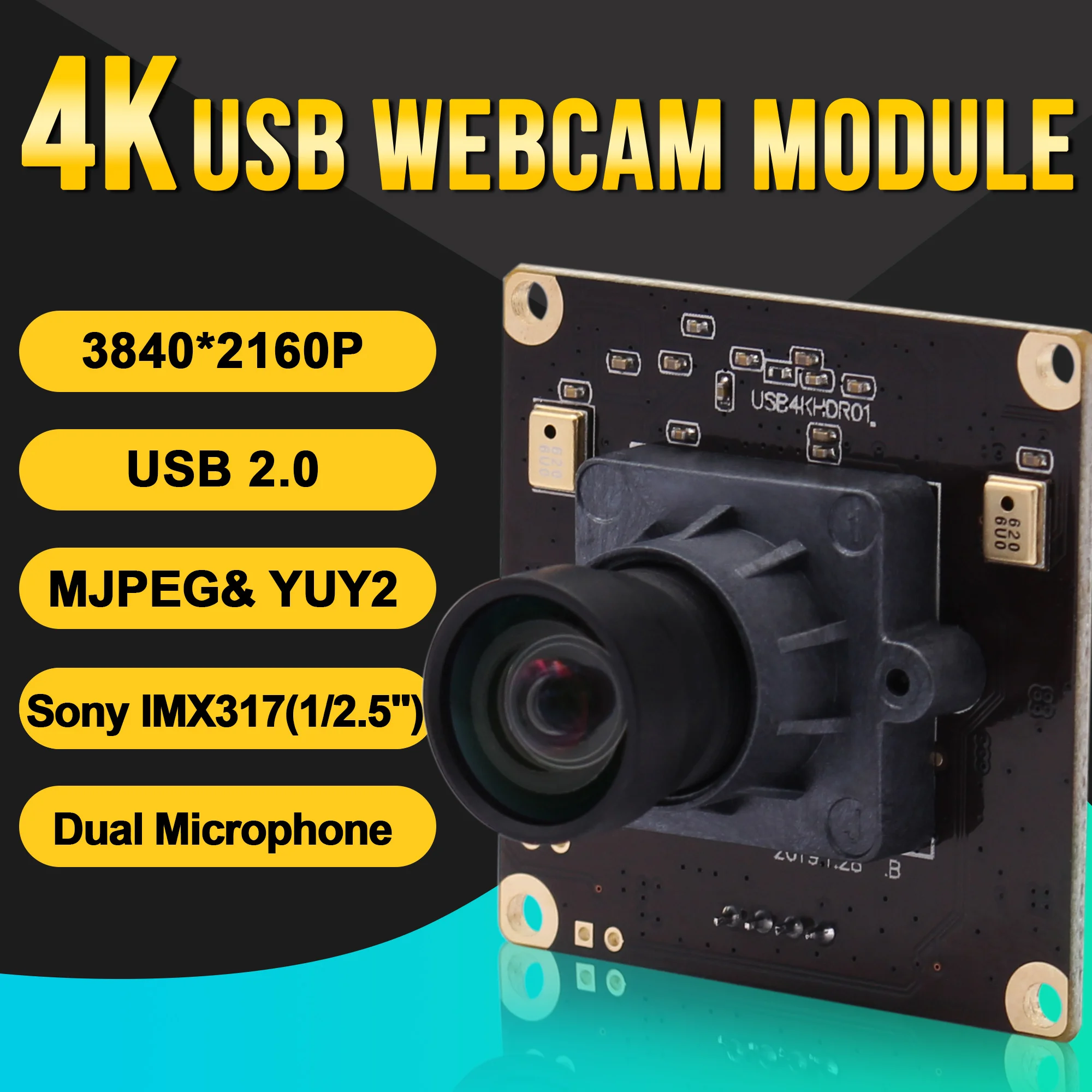 4K-3840x2160-USB-Camera-module-85-Degree-No-distortion-Lens-CMOS-IMX317 ...