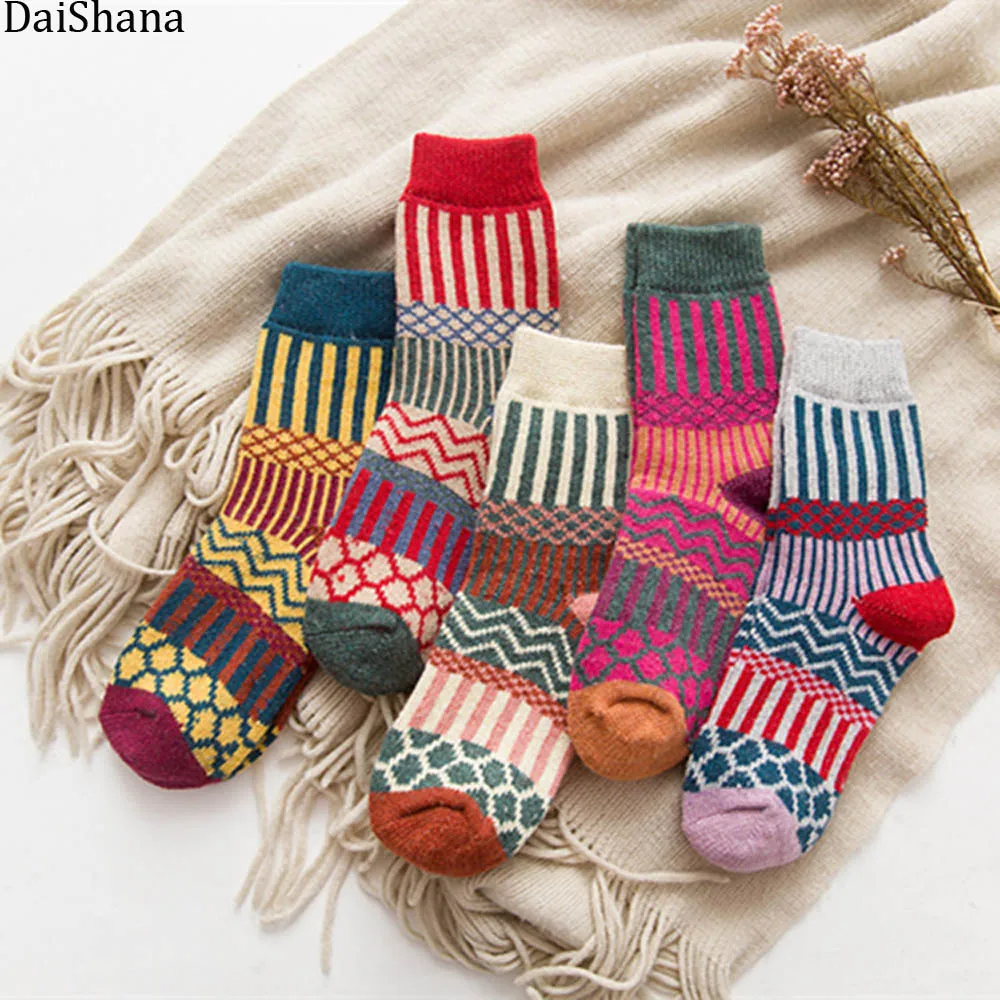 Daishana 2019 New Winter Thick Warm Wool Women Socks Colorful Socks ...