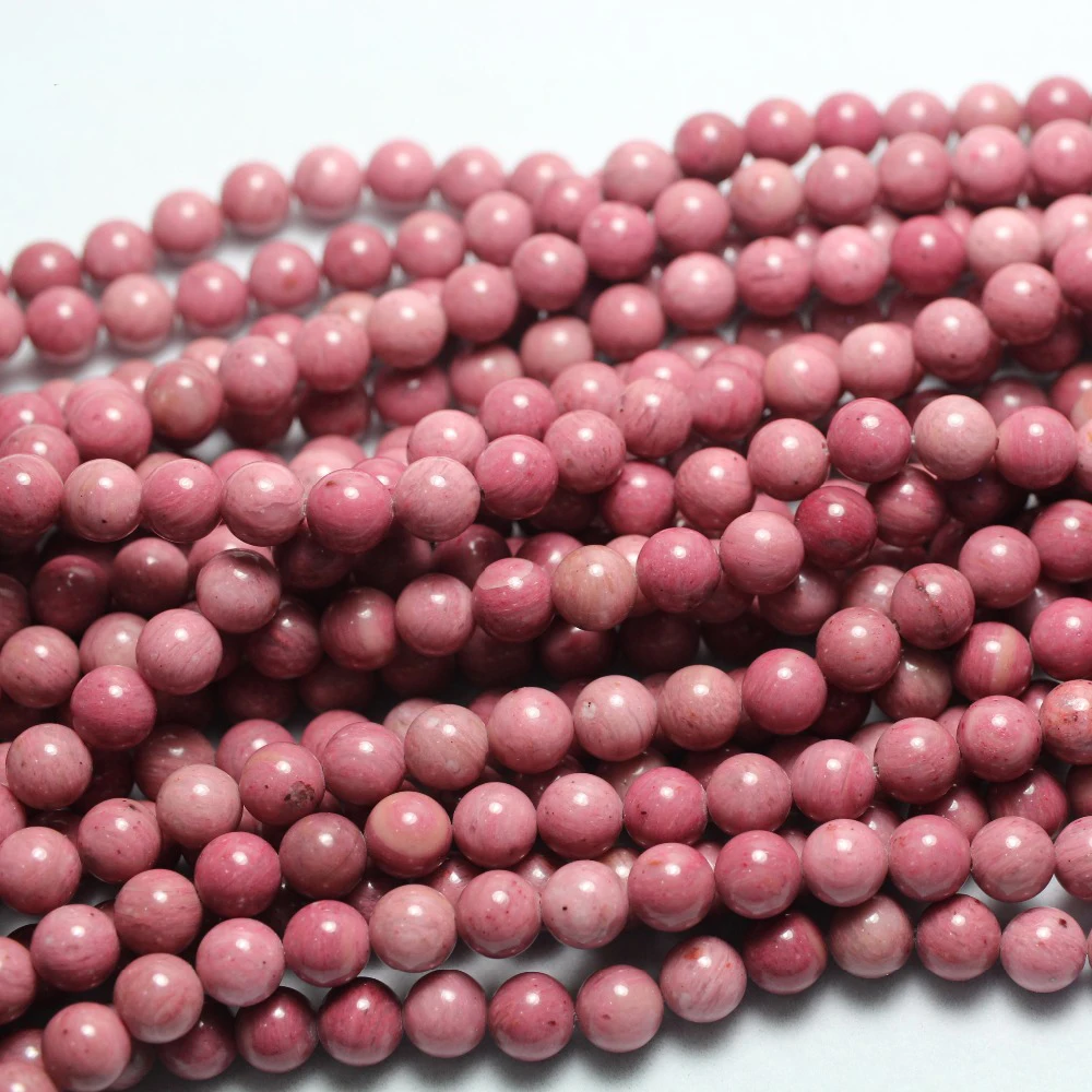 Natural A+ Rhodonite 6mm 8mm 10mm Stone Smooth Round Loose Beads 15 ...