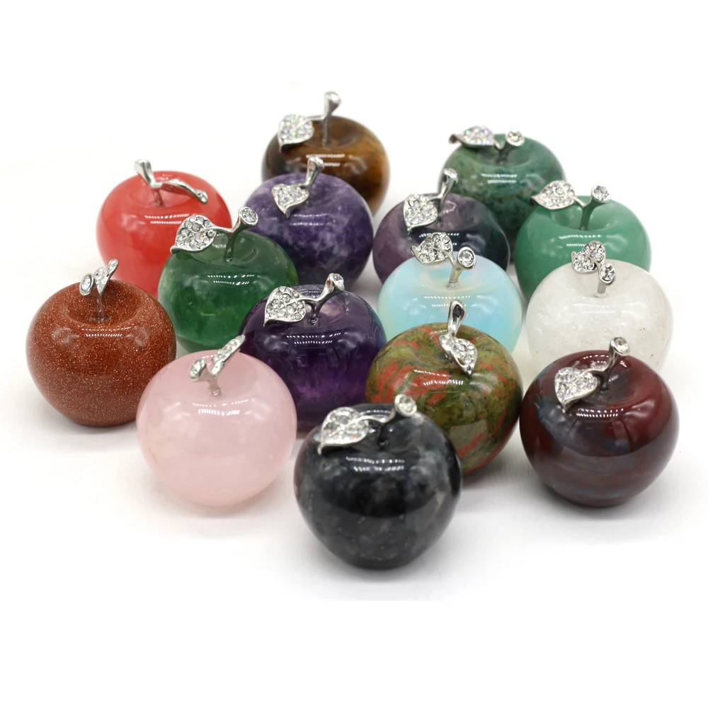 Natural-Stone-Glazed-Jade-White-Crystal-Apple-Shape-Reiki-Healing ...
