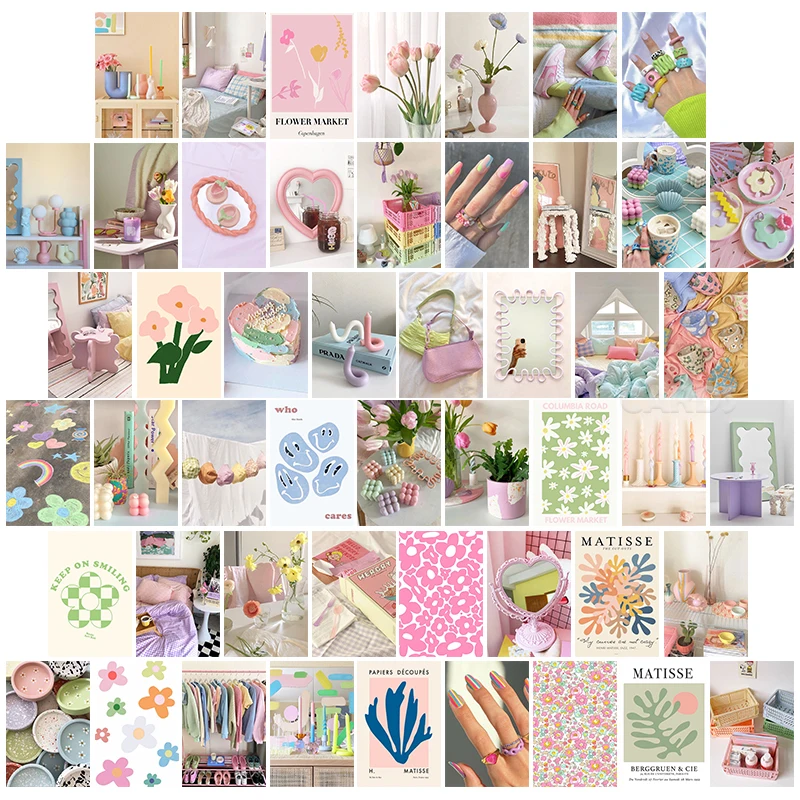 Wall Collage Kit DIGITAL DOWNLOAD Danish Pastel 2 sizes Danish Pastel Wall Collage Aesthetic ...