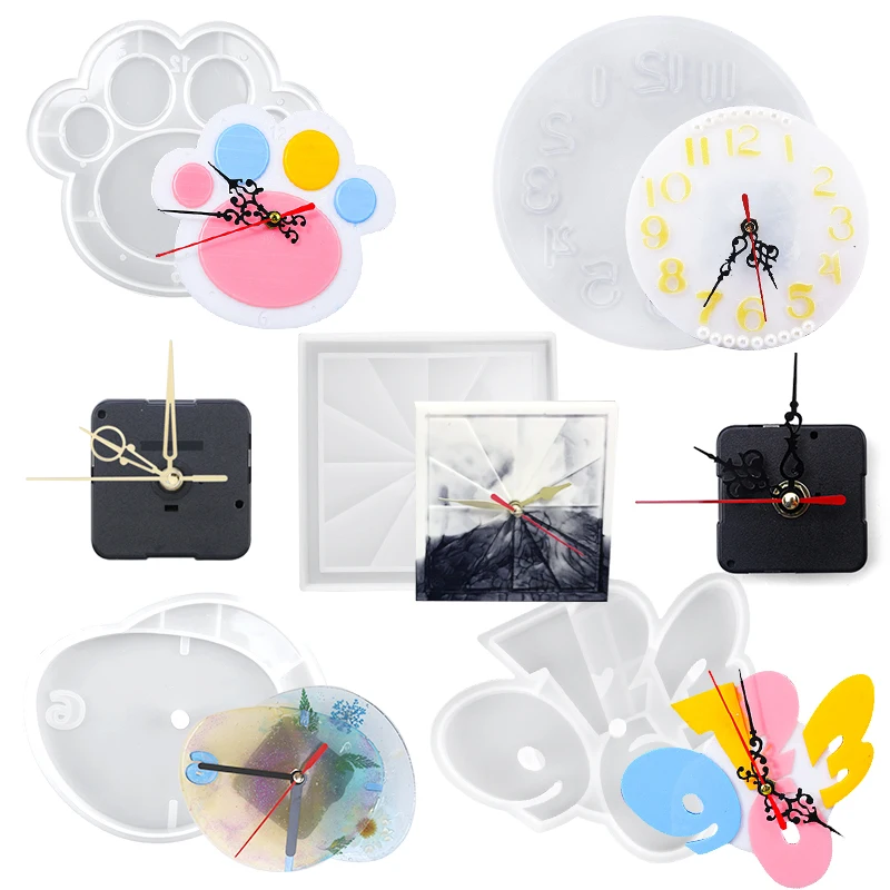 7-Shapes-Clock-Silicone-Mold-DIY-Epoxy-Resin-Mold-15cm-Big-Size-With ...