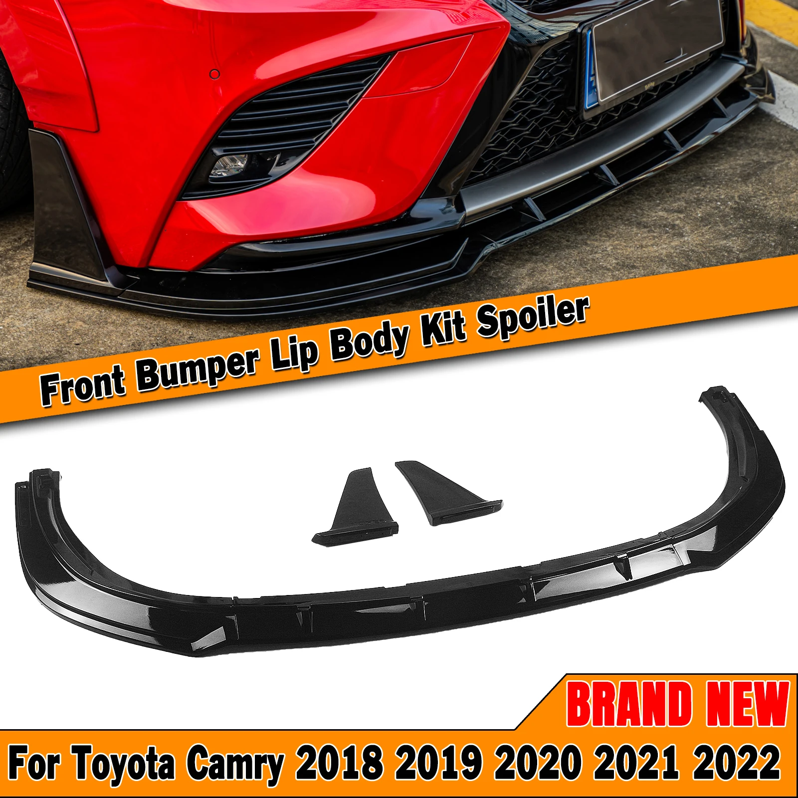 YOFER Style Front Bumper Spoiler Lip For Toyota Camry 2018-2023 SE XSE Sport Model Only Gloss ...