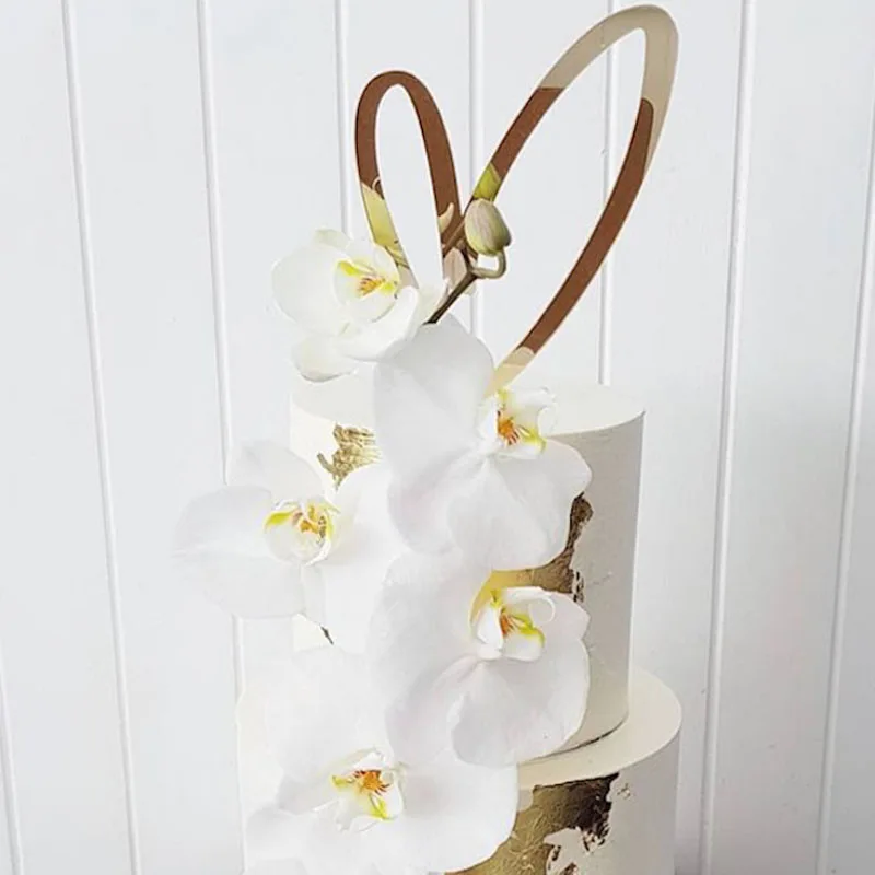 Love Heart Acrylic Valentine's Day Cake Topper Gold Pink Wedding Cake ...