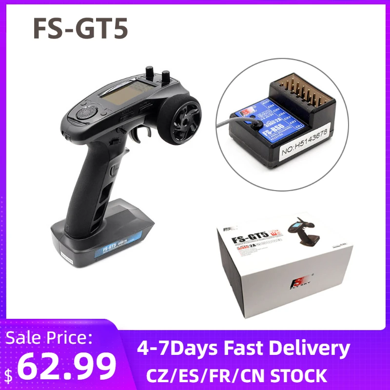 FlySky FS-GT5 2.4G 6CH AFHDS RC Transmitter with FS-BS6 Receiver for RC ...