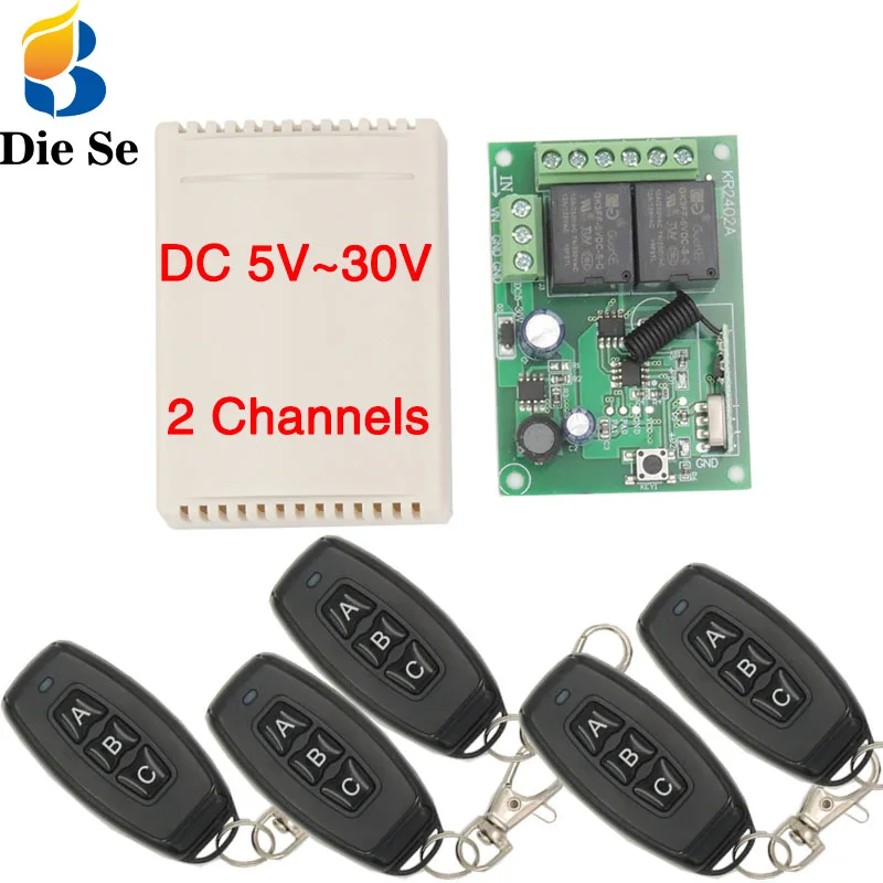 433Mhz-Universal-Wireless-rf-remote-control-arduino-DC-5V-30V-10A-2CH ...