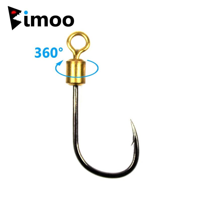 Bimoo-10pcs-Rotating-Fish-Hook-with-Swivel-High-Carbon-Steel-Barbed-for ...