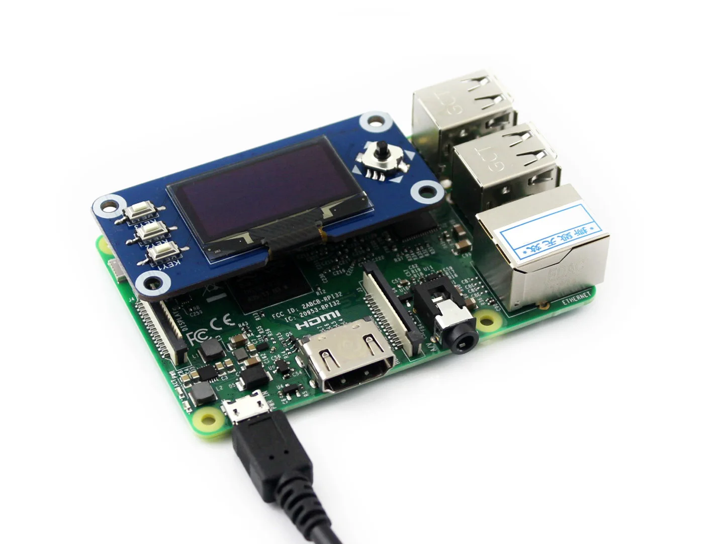 웨이브쉐어 13 인치 Oled 디스플레이 모자 라즈베리 파이 12864 픽셀 Spii2c 인터페이스pi Hatraspberry Pi Hatraspberry Hat