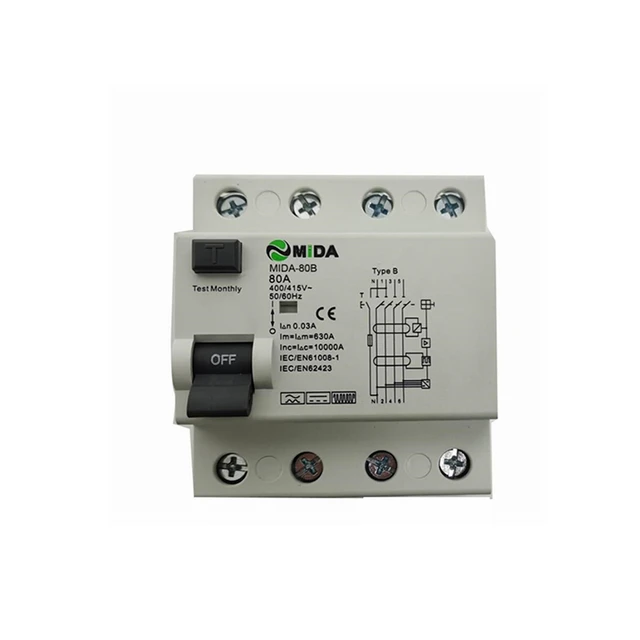 2Pole Type B RCCB 10KA 30mA 40A 63A 80A B Type RCD Circuit, 42% OFF