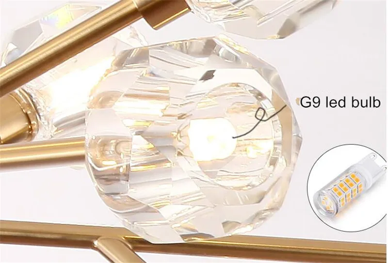 Новинка, хрустальный шар, потолочное освещение, Золотая ветка, дизайн ...