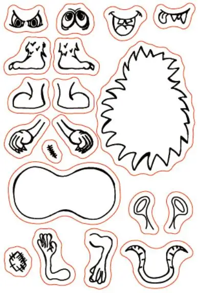 Monster Body Parts Cut Out