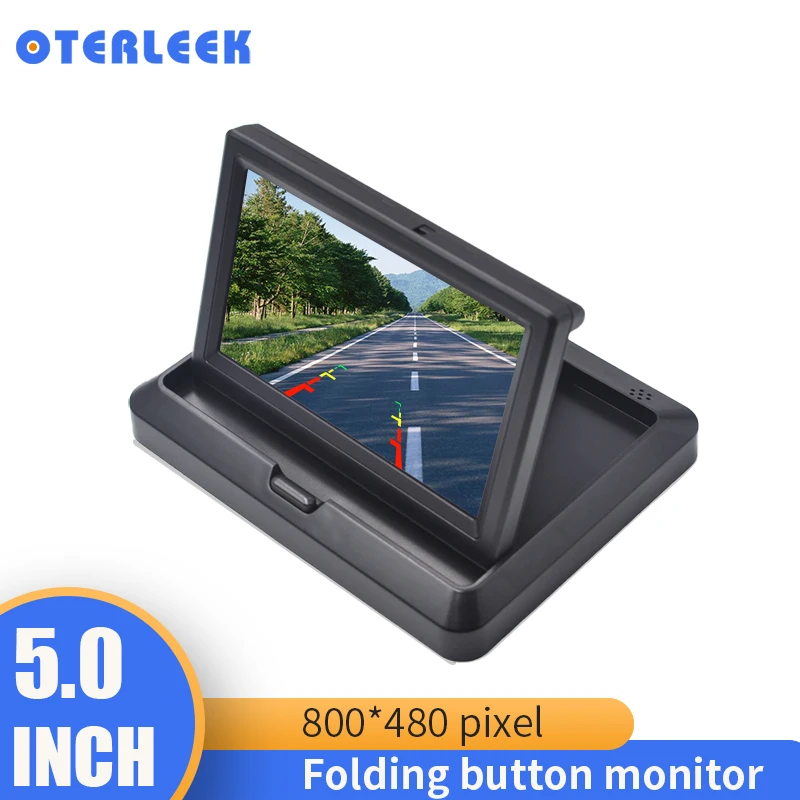 Car LCD Monitor 5 inch Foldable Color LCD Monitor Car Reverse Rearview ...