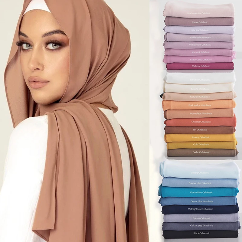 2021 Fashion Women Solid Chiffon Headscarf Ready To Wear Instant Hijab ...