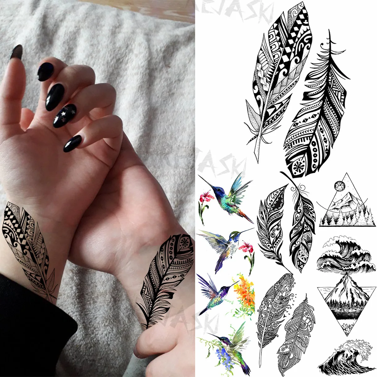 Feather Henna Wrist