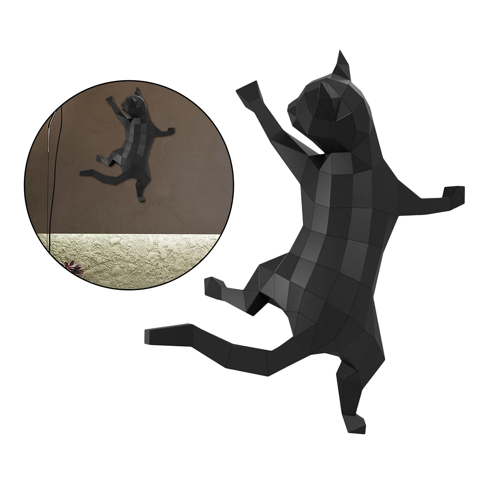 DIY Pre cut Papercraft Assembly Kit 3D Geometrical Cat Wall Trophy ...