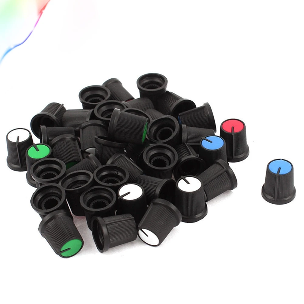40 X White Red Green Blue Potentiometer Rotary Control Knobs Caps 6mm ...