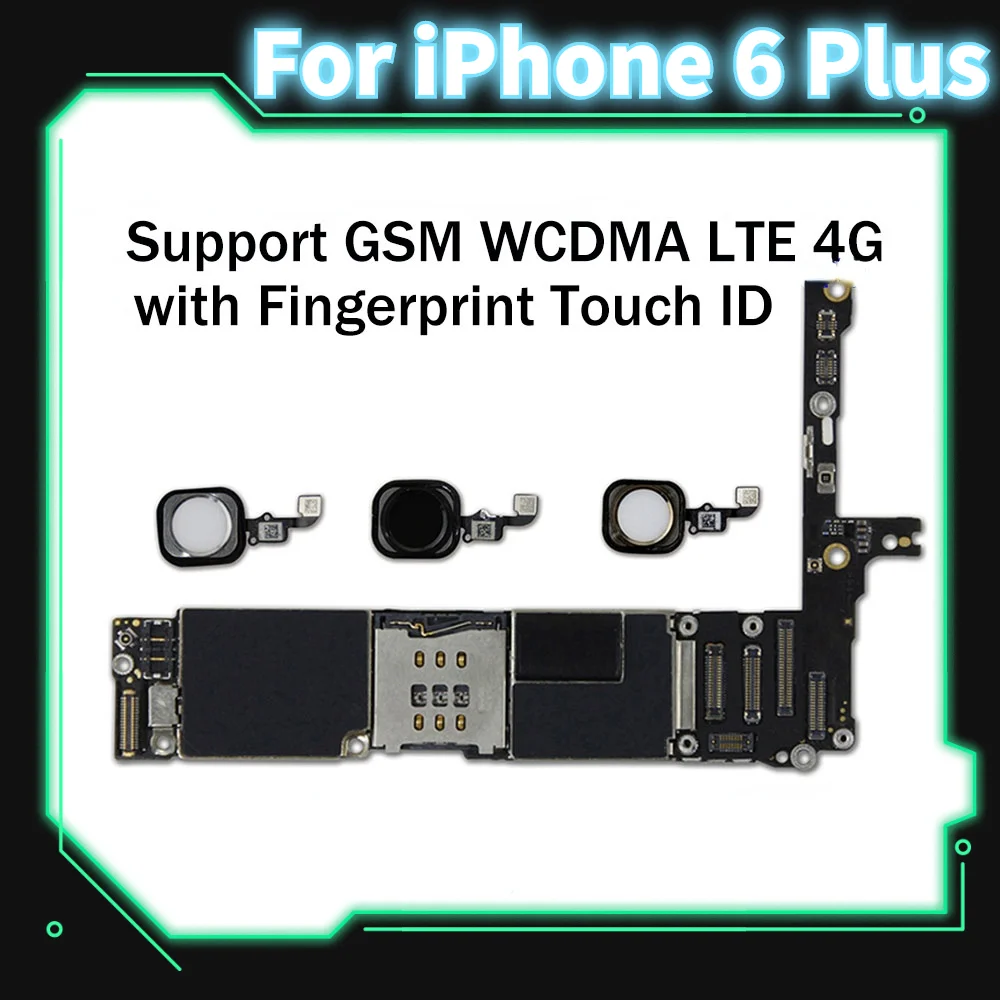 Original Unlocked For Iphone 6 Plus Motherboard With Touch Id Black