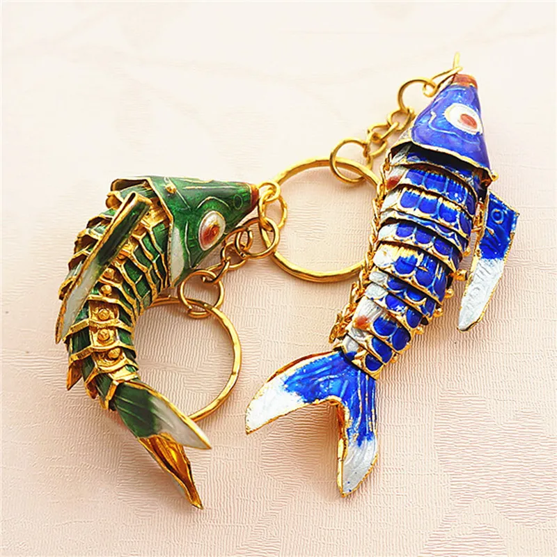 Handicraft Vivid Swing Colorful Koi Fish Key Chain Cute Chinese Luck ...