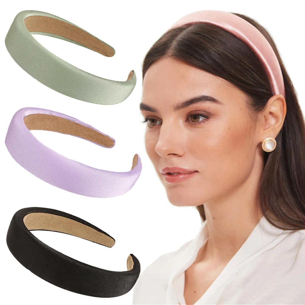 New-Fashion-Hair-Hoop-Sponge-Solid-Colors-Thicken-Padded-Headband-Bezel ...
