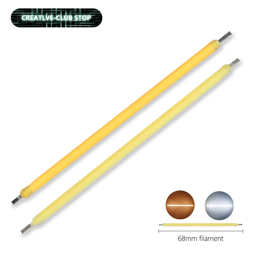 10pcs Led Filament Bulb Lamp 68mm Cold / Warm White Dc3v 100ma Rigid ...