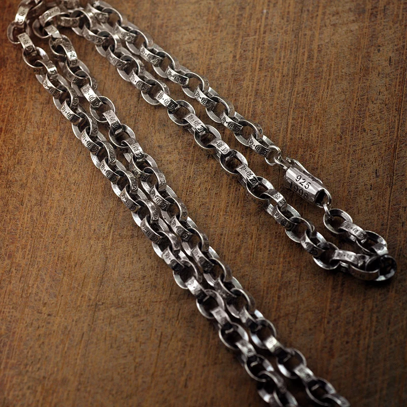 925 Sterling Silver Punk Rock Necklace Curb Chain Biker Retro Heavy ...