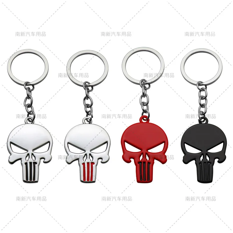 1x Punisher Skull Key Chain Punisher Skeleton Keyring Men Keychains ...
