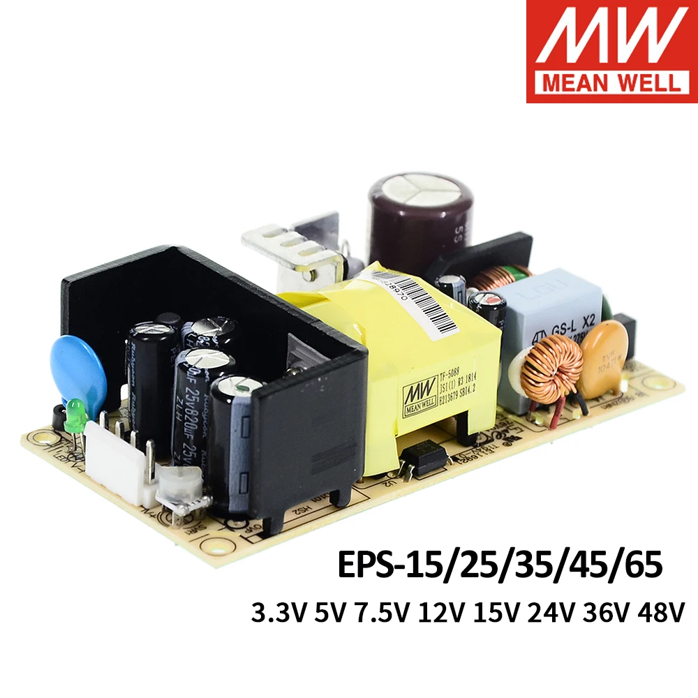 Mean Well EPS PCB Type Single Output Power Supply EPS-15/25/35/45/65W 3.3V 5V 7.5V 12V 15V 24V ...