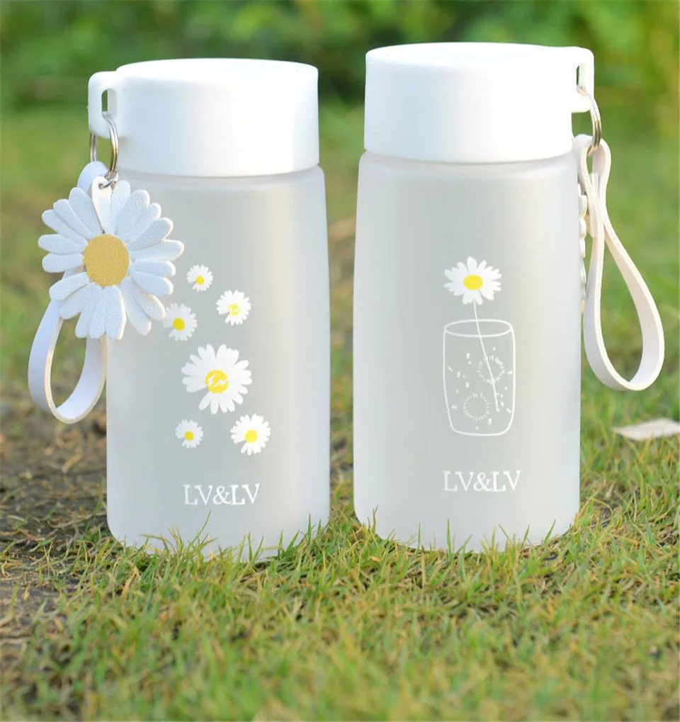 Gourde - Bouteille isotherme,Petite marguerite bouteille d'eau 480ml,verre Transparent givré en ...