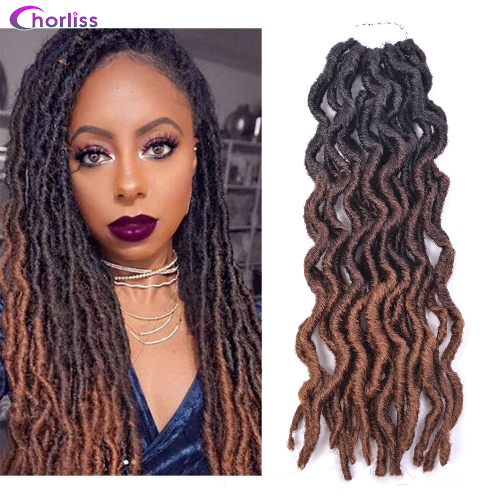 14 18 24inch Synthetic Goddess Faux locs Crochet Hair Gypsy Locs Wavy ...