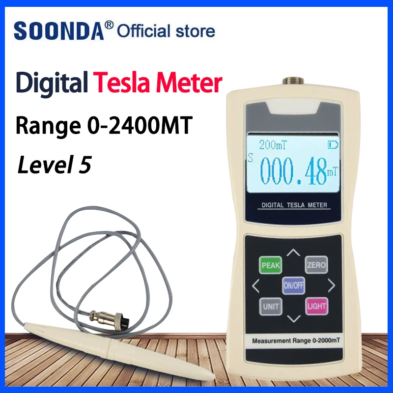 Digital Tesla Meter Magnetic Flux Meter Surface Magnetic Field Tester 5 ...