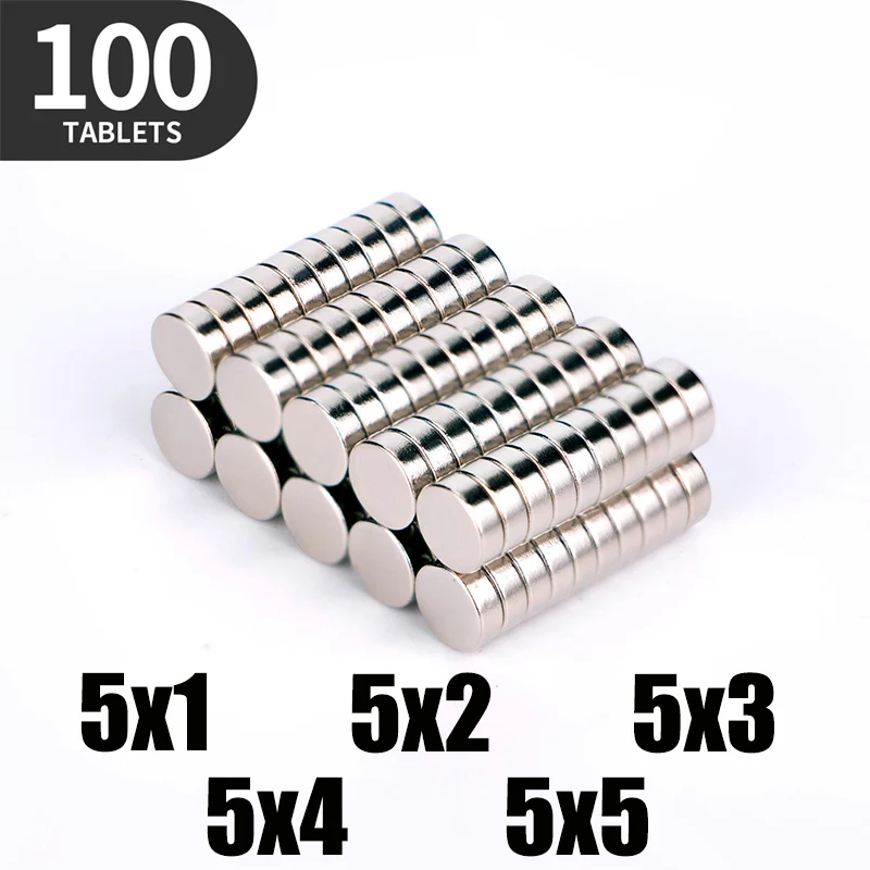 100Pcs Small Round Magnet 5x1 5x1.5 5x2 5x3 5x4 5x5 mm Neodymium Magnet ...