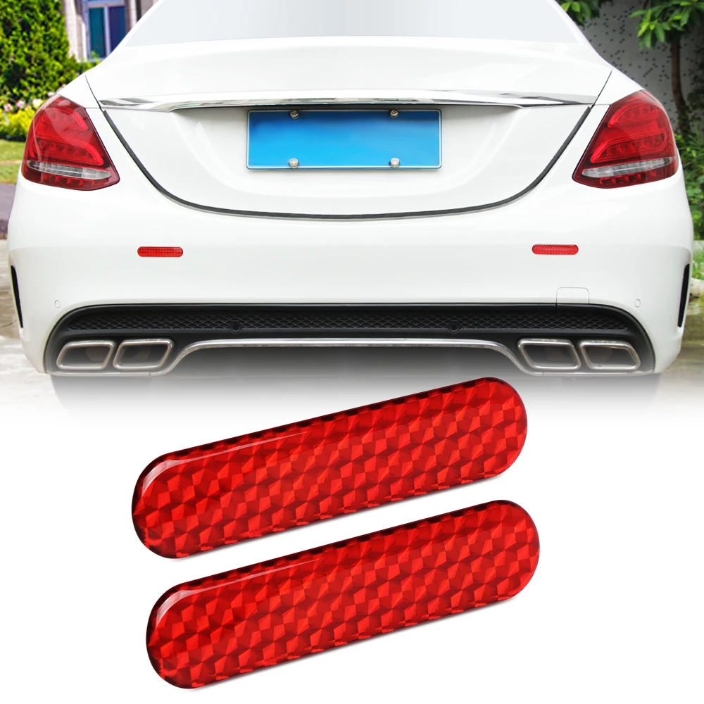 2Pcs-Car-Auto-Exterior-Reflector-Decal-Stick-On-Reflective-Sticker-Red ...