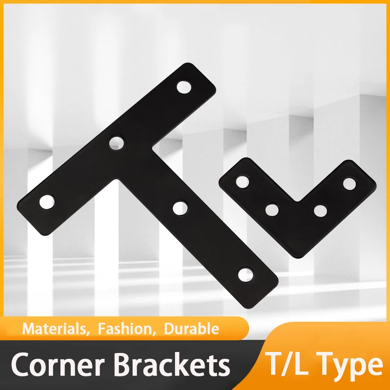 Steel-Thicken-Black-T-L-Right-Angle-Bracket-90-Shelf-Bracket-Connector ...