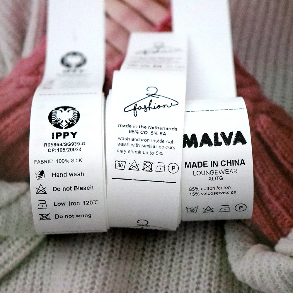 10 50mm White Laundry Washing Care Lable Tag Custom Logo Printed Ribbon ...