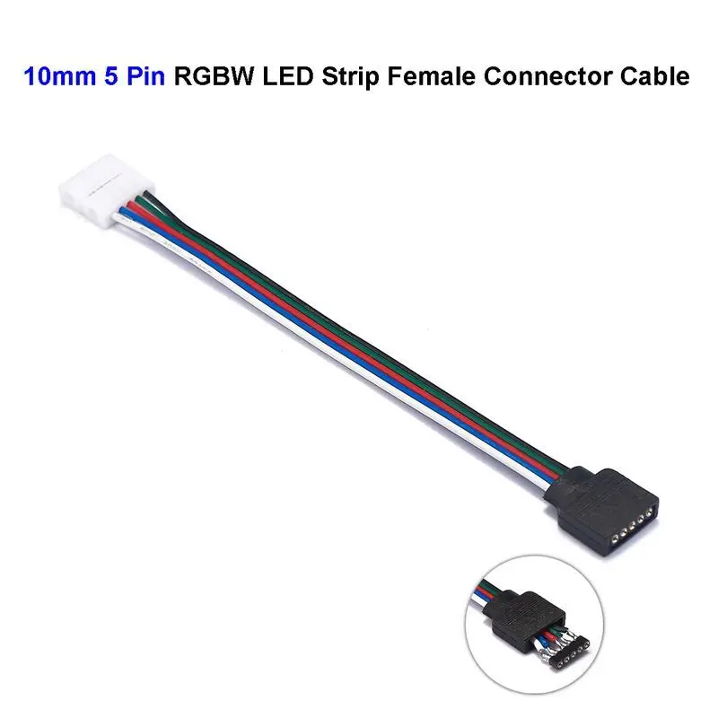5050 RGBW LED Strip Connector Cable 5 Pin Core Female Connector Cable ...