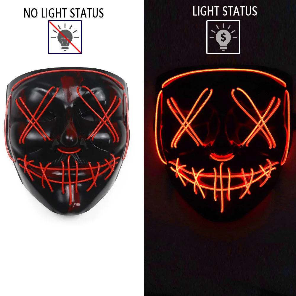 Halloween Neon EL Wire Light Up Glow Cosplay Masks - AllCosplay.com