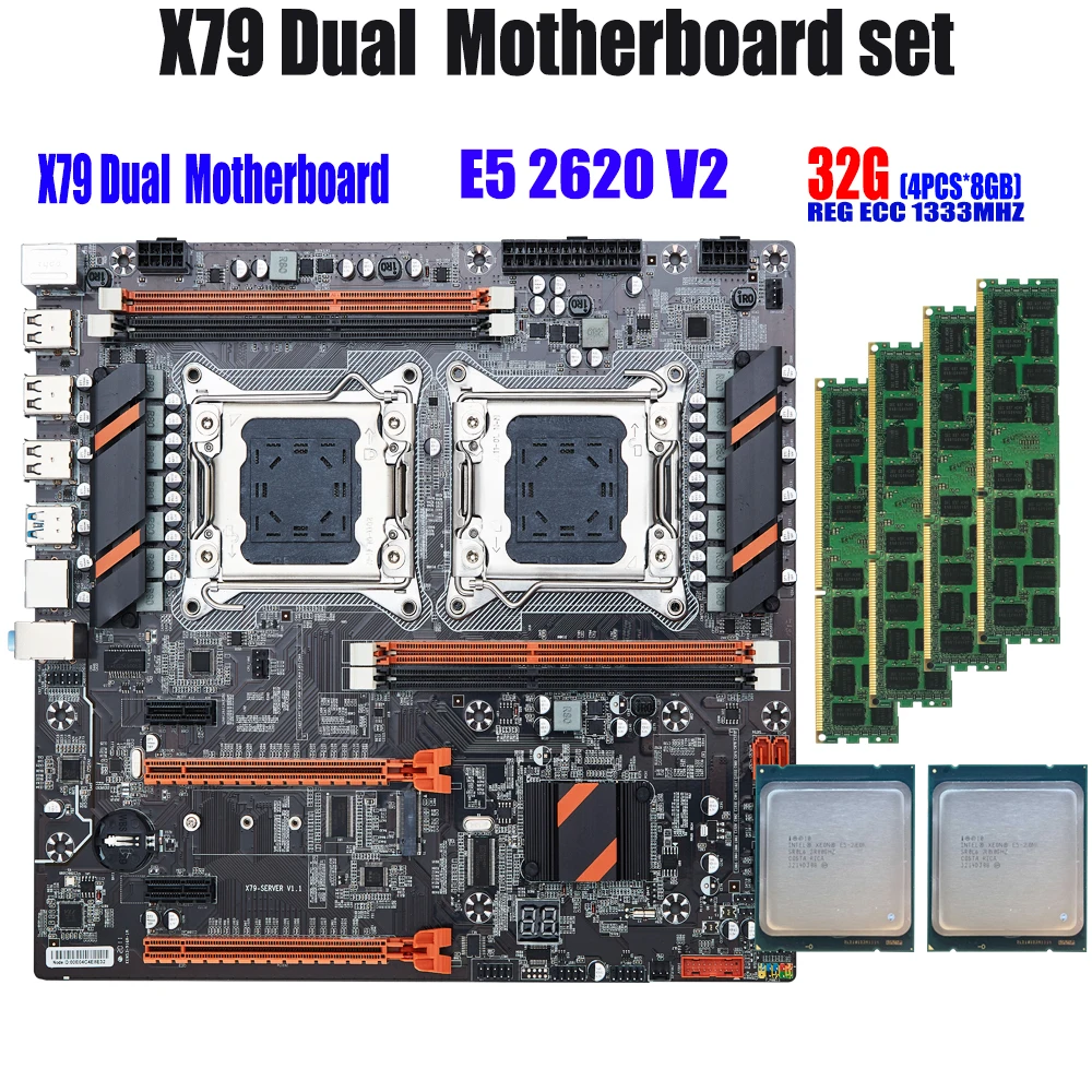 QIYIDA-X79-Dual-CPU-motherboard-set-with-2-Xeon-E5-2620-V2-4-8GB-32GB ...