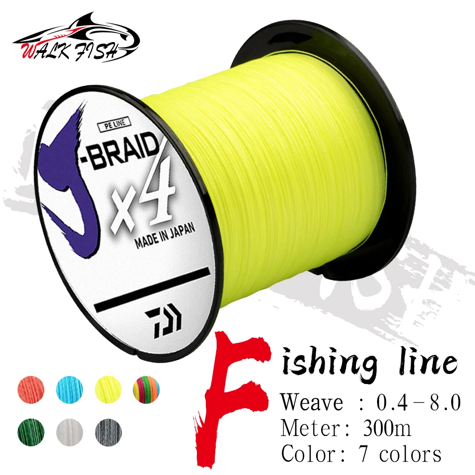 Walk Fish 4 Strand 300m Japan Pe Braided Super Strong Fishing Line ...