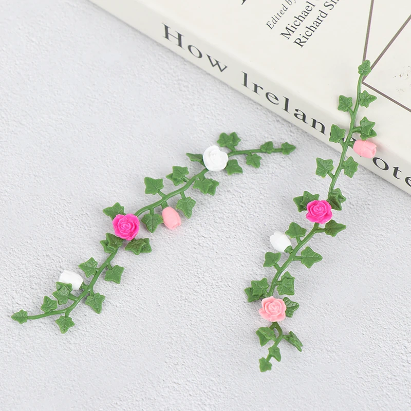 2Pcs-Dollhouse-DIY-Mini-Roses-Doll-House-Miniature-Flower-Vine-1-12 ...