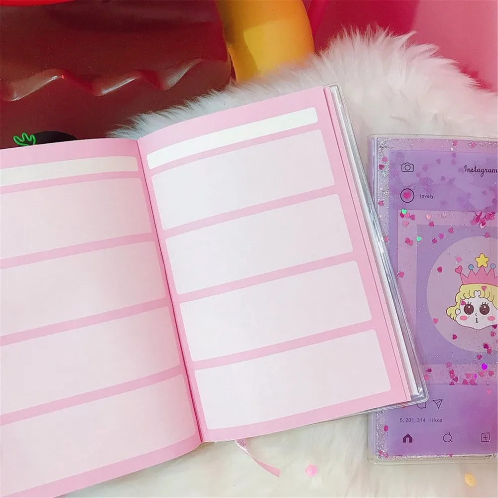 Japanese cartoon cute quicksand notepad girl heart diary notebook ...